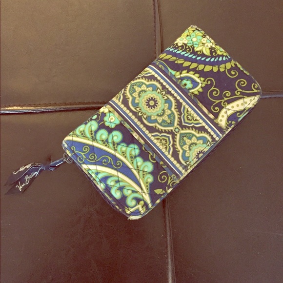 Vera Bradley | Bags | Vera Bradley Blue Green Quilted Paisley Wallet ...